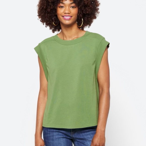 nine britton | Tops | Bogo Nwt Rib Knit Detail Green Cap Sleeve Tee Xl | Poshmark